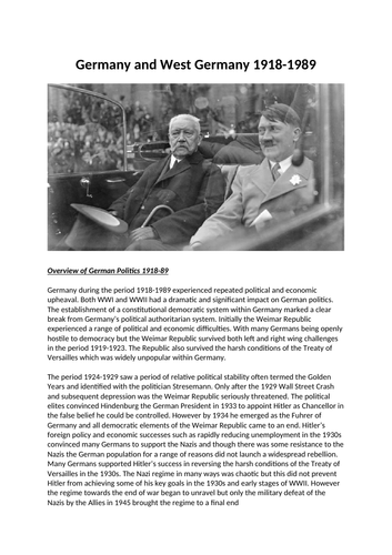 Germany 1918-1989: Overview and Key Developments in 1918 | Teaching ...