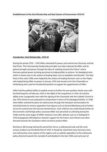 Establishment of the Nazi Dictatorship and System of Government 1933 ...