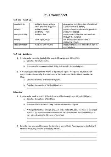 AQA GCSE Physics (9-1) - P6.1 Density FULL LESSON | Teaching Resources