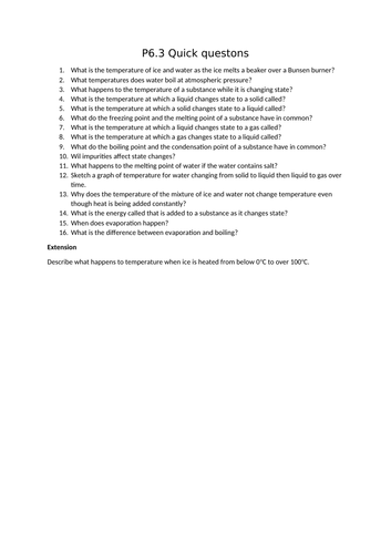 AQA GCSE Physics (9-1) - P6.3 Changes of state FULL LESSON | Teaching ...