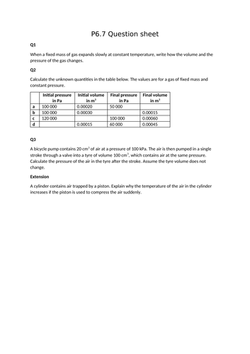 AQA GCSE Physics (9-1) - P6.7 Pressure and volume FULL LESSON ...