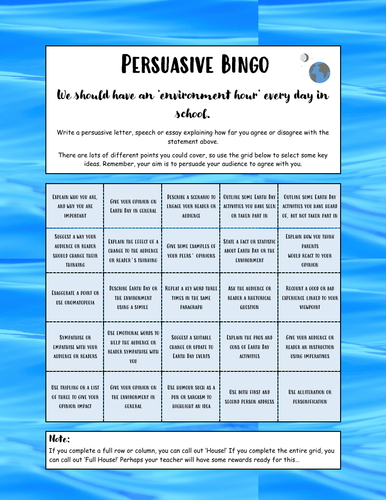 Earth Day Bingo | Persuasive and Exposition Writing | Teaching Resources