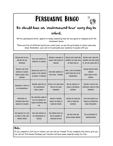 Earth Day Bingo | Persuasive and Exposition Writing | Teaching Resources
