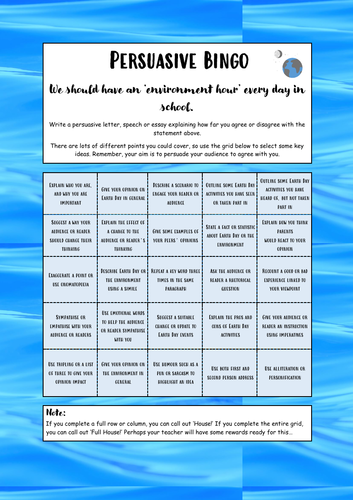 Earth Day Bingo | Persuasive and Exposition Writing | Teaching Resources