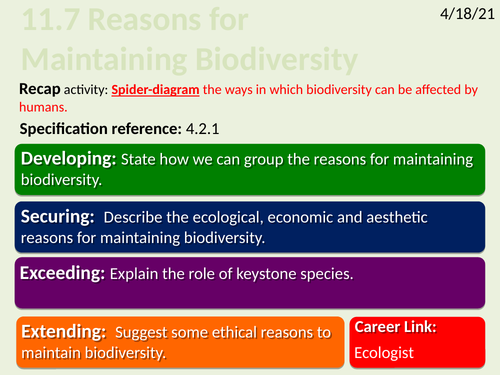 OCR Biology A- Chapter 11 Biodiversity | Teaching Resources