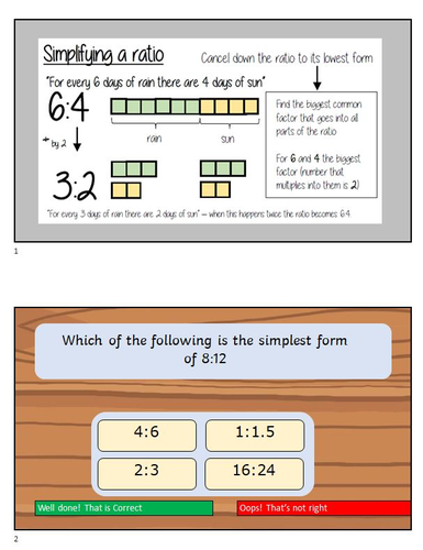 Simplifying Ratios-Powerpoint Quiz and Boom Cards Version | Teaching ...