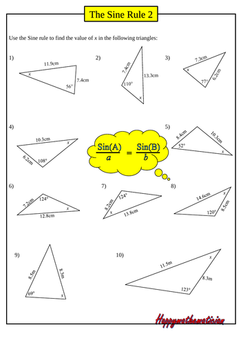 The Sine Rule - 20 Questions with answers | Teaching Resources