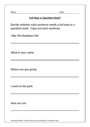 Literacy punctuation KS1 sentences worksheet resource set bundle ...