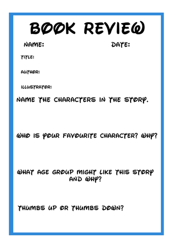 7 Book Review Writing Templates | Teaching Resources