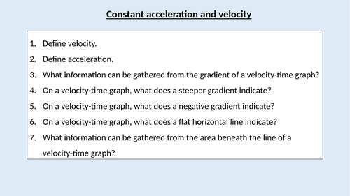 AQA GCSE Physics (4.5.6.1.5) Forces - Constant Acceleration and ...