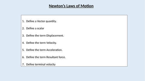 AQA GCSE Physics (4.5.6.2) Forces - Newton's laws of motion | Teaching ...