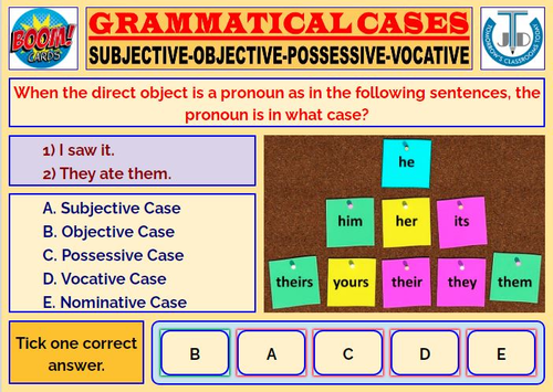 GRAMMATICAL CASES - SUBJECTIVE, OBJECTIVE, POSSESSIVE, VOCATIVE: 54 ...