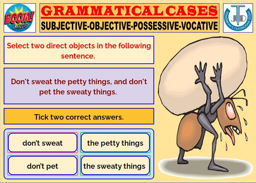 GRAMMATICAL CASES - SUBJECTIVE, OBJECTIVE, POSSESSIVE, VOCATIVE: 54 ...
