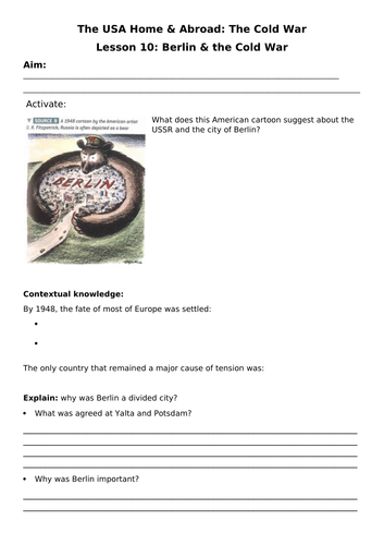 USA Home and Abroad: The Cold War - Berlin and The Cold War | Teaching ...