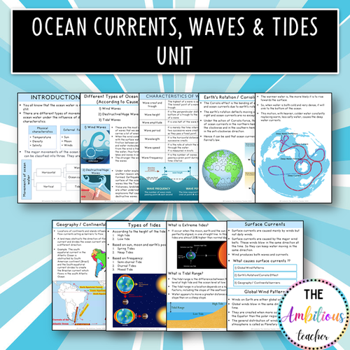 Ocean currents, Waves & Tides Unit with Worksheets | Movement of Ocean ...