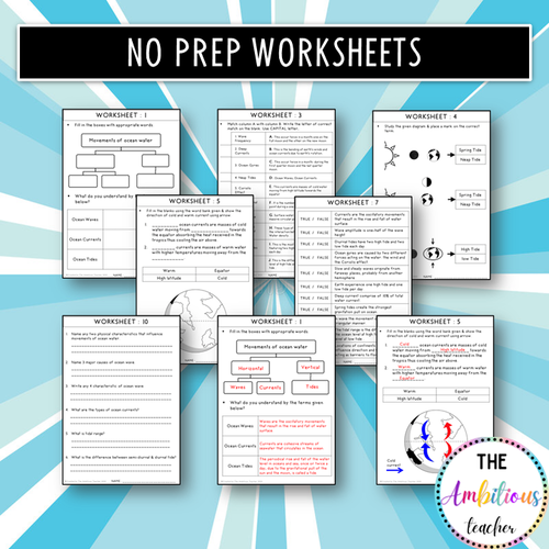 Ocean currents, Waves & Tides Unit with Worksheets | Movement of Ocean ...