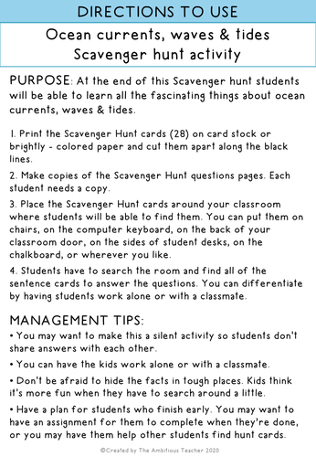 Ocean Currents, Waves & Tides Activity | Scavenger Hunt | Digital ...