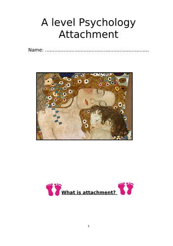 Psychology Attachment Y12 Booklet AQA | Teaching Resources