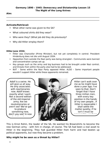 AQA The Night of the Long Knives | Teaching Resources