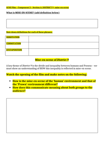 GCSE Film - DISTRICT 9 - Six lessons | Teaching Resources