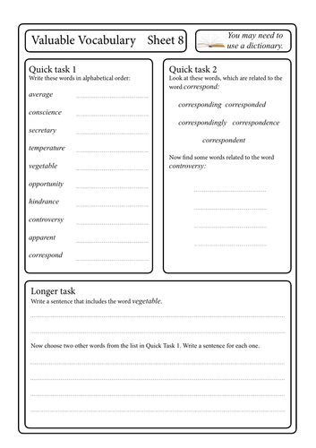 Valuable Vocabulary 8, great spelling practice | Teaching Resources