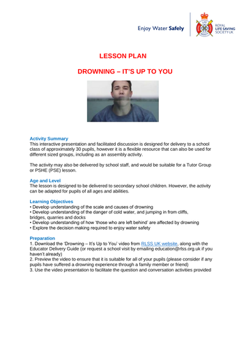 Water Safety Secondary School lesson plans 11-16 age range | Teaching ...