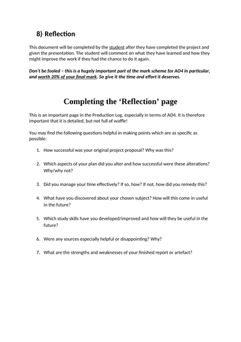 EPQ guidance for stages of AQA Projects | Teaching Resources