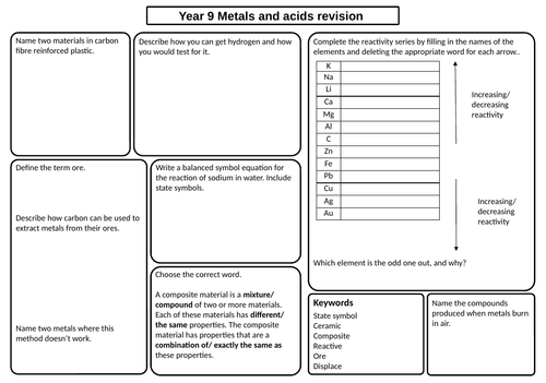 KS3 revision mats for activate course | Teaching Resources