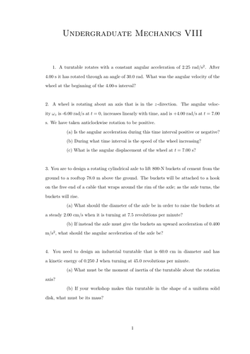 Physics - Mechanics Worksheets (Advanced - With Written Solutions ...