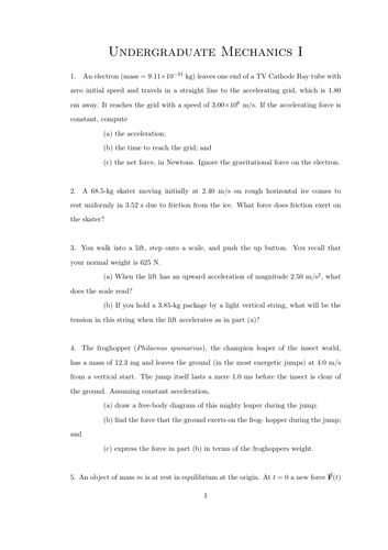 Physics - Mechanics Worksheets (Advanced - With Written Solutions ...