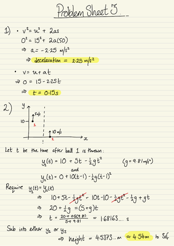 Physics - Mechanics Worksheets (Advanced - With Written Solutions ...