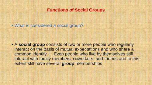 Functions of Social Groups | Teaching Resources