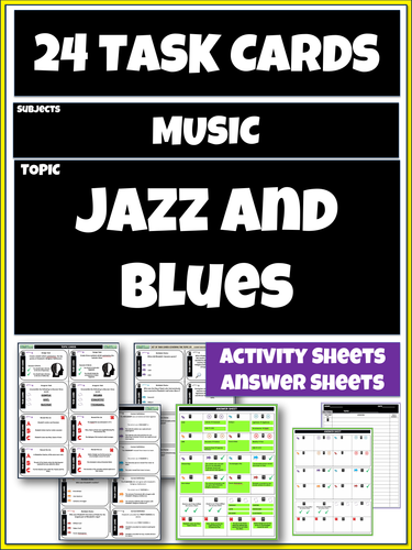 Jazz and Blues Music Task Cards | Teaching Resources