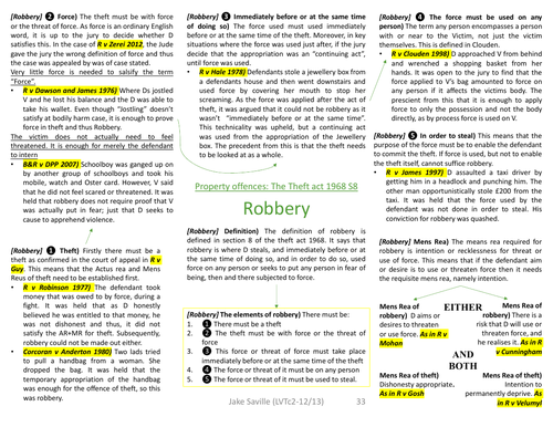 A3 revision summaries for property offences (Criminal Law) AQA A-Level ...