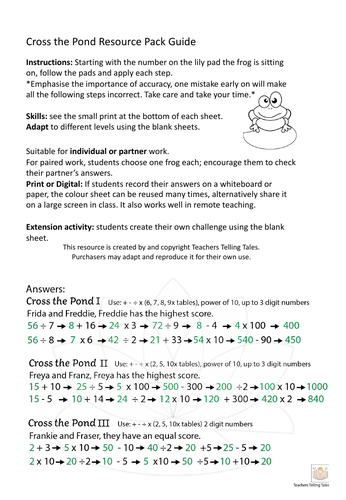 Cross the Pond Multistep Maths Games | Teaching Resources