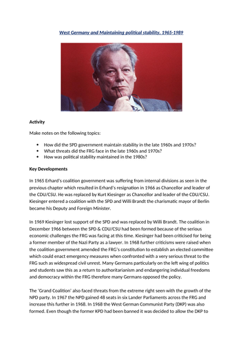 West Germany and Maintaining Political Stability | Teaching Resources