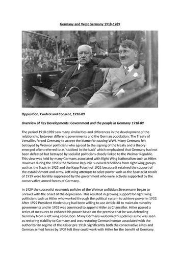 Germany and West Germany Political Opposition | Teaching Resources
