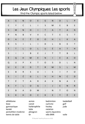 Jeux Olympiques wordsearch: les sports | Teaching Resources
