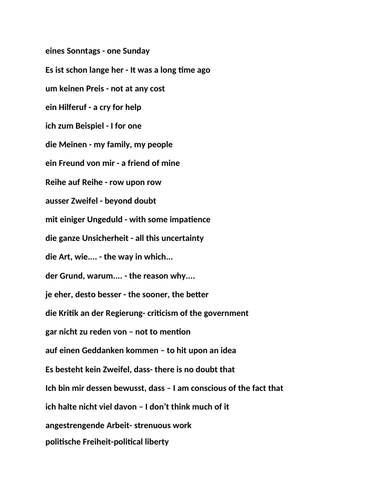 A level German advanced sophisticated idiomatic phrases for essay ...