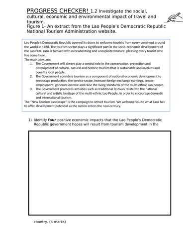 IGCSE Travel and Tourism unit 1 | Teaching Resources
