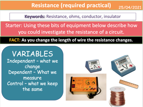 Potential Difference and Resistance | Teaching Resources
