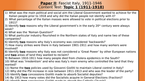 A-Level Fascist Italy (1911-1946) | Teaching Resources
