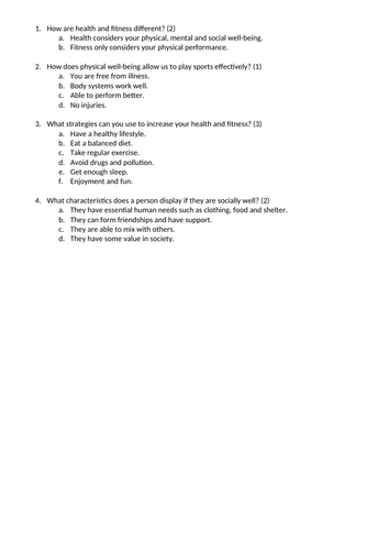 iGCSE PE CIE C2 Exam Questions All Topics | Teaching Resources