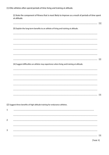 iGCSE PE CIE C2 Exam Questions All Topics | Teaching Resources
