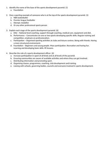 iGCSE PE CIE C4 Exam Questions All Topics | Teaching Resources