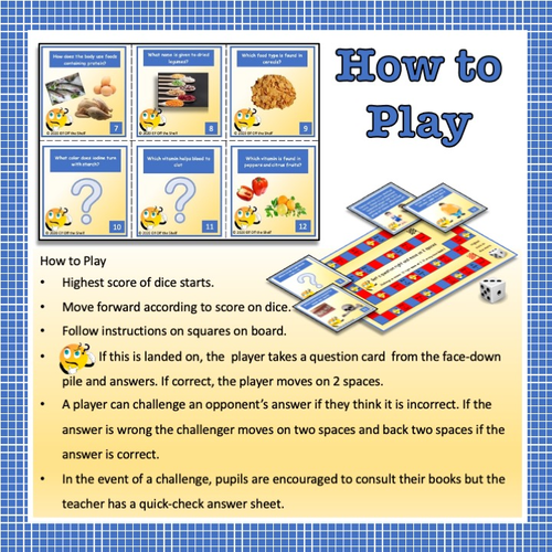 Food, Nutrition and Food Tests 42 Question Board Game KS3 | Teaching ...