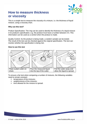 How to measure thickness or viscosity worksheet | Teaching Resources
