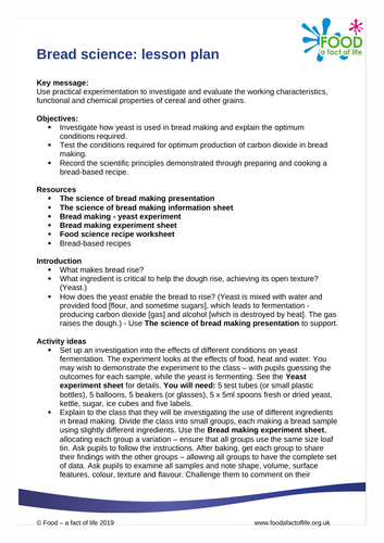 Bread science lesson plan | Teaching Resources