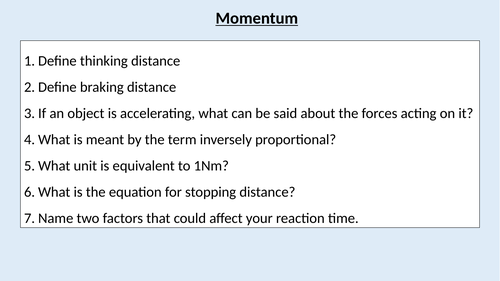 AQA GCSE Physics (4.5.7.1+2) Forces - Momentum + conservation of ...