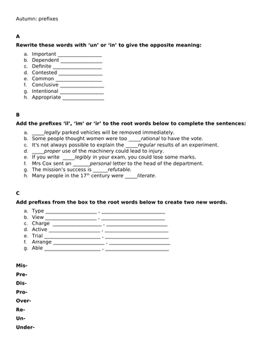 Spelling worksheets for KS3-4 | Teaching Resources